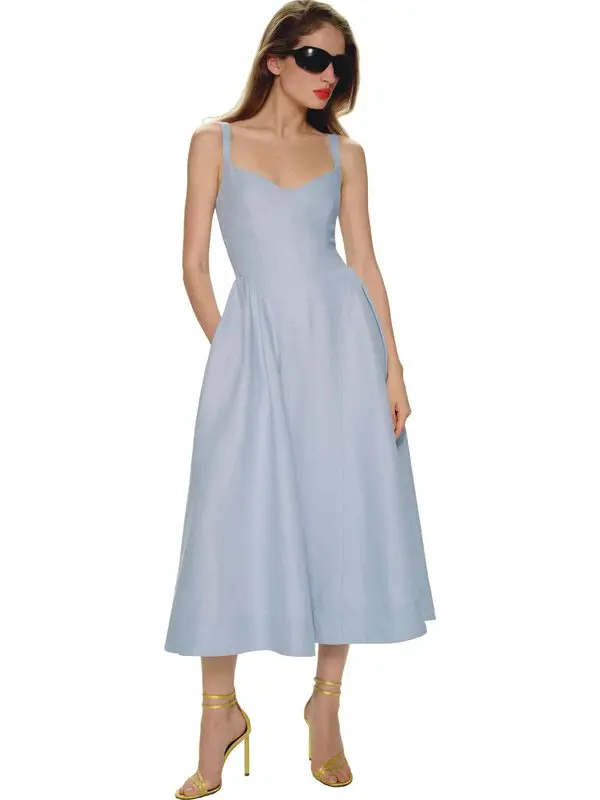 REFORMATION Birdie Linen Maxi Dress - Blue