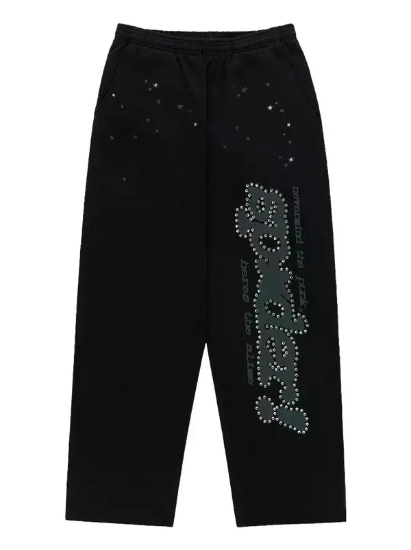 SP5DER Rhinestone Punk V2 Track Pants - Black