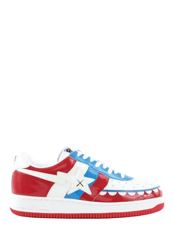 A BATHING APE Sta Low Kaws Chompers Sneakers - Blue/red/white