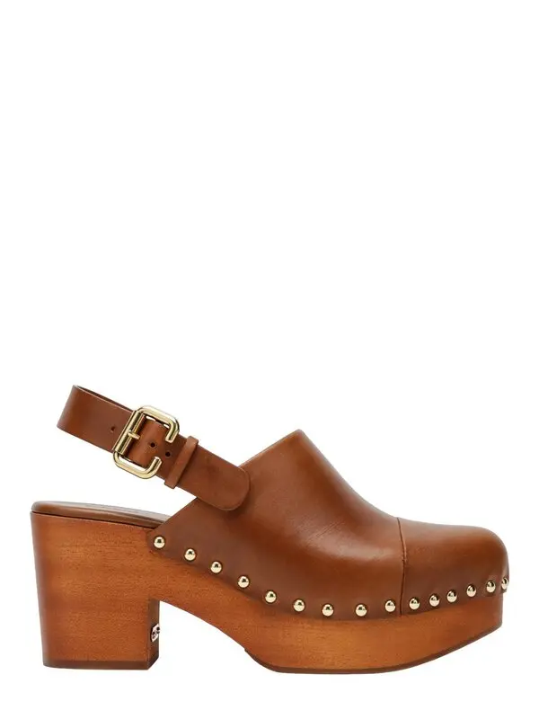 Chloé Jeannette Clogs With Studs - Brown