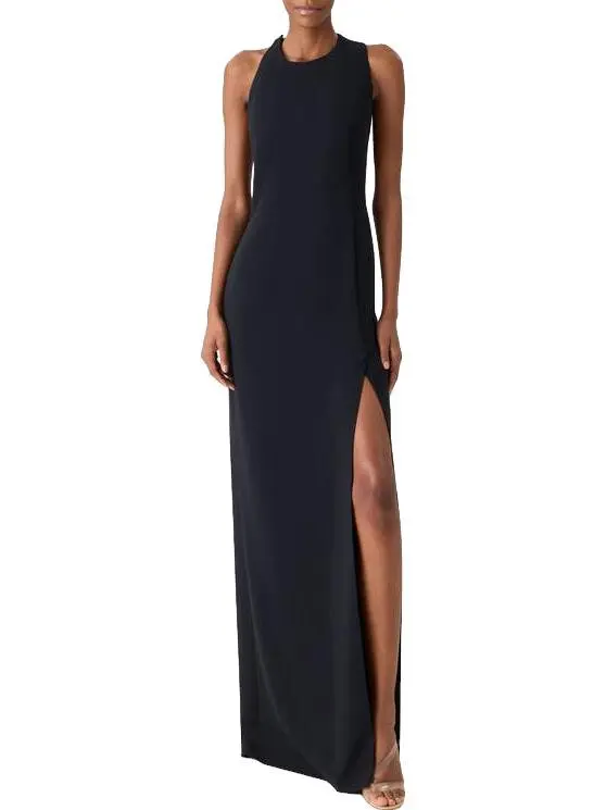 Akris Orbit Cutout Wool Blend Gown - Black