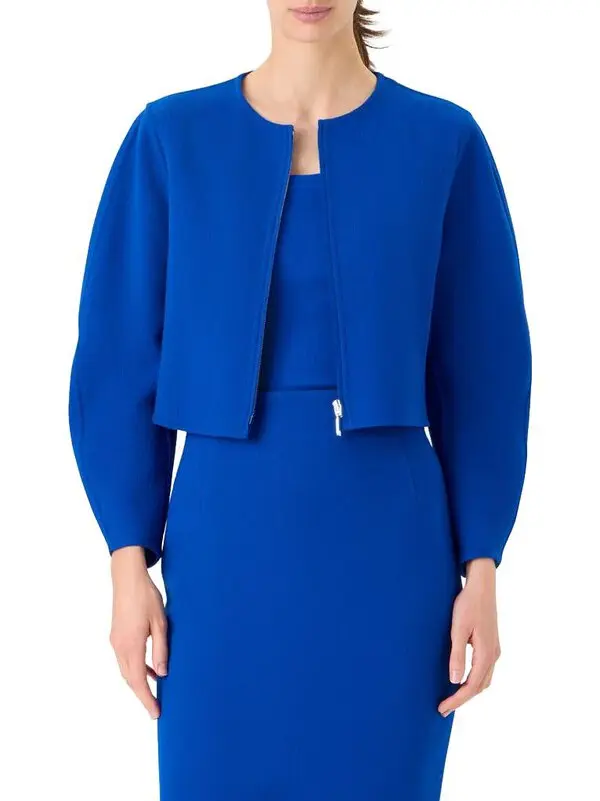 Akris Harriet Crop Wool-blend Jacket - Lapis Blue