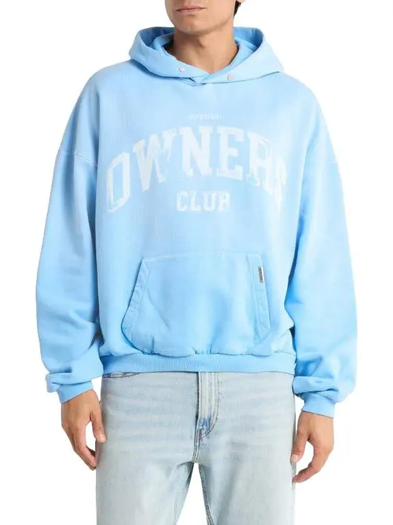 REPRESENT Owners' Club Cotton Graphic Hoodie - Sky Blue
