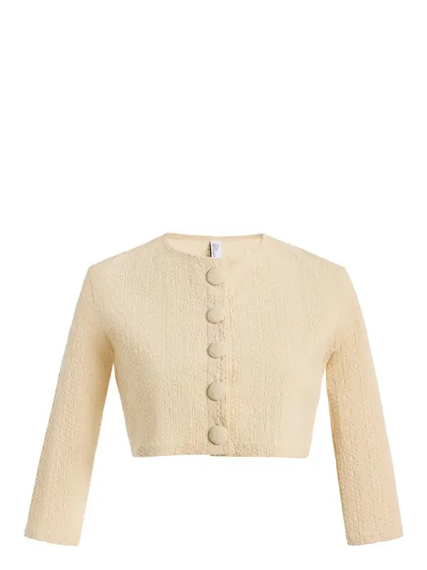 Lisa Marie Fernandez Seersucker Cardigan - Ivory