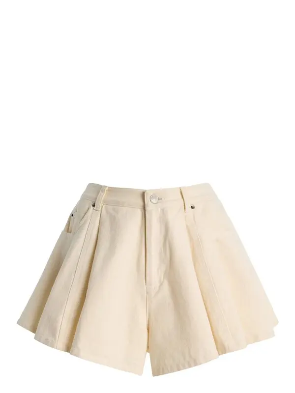 Sea Stasia Pleated Denim Shorts - Ivory
