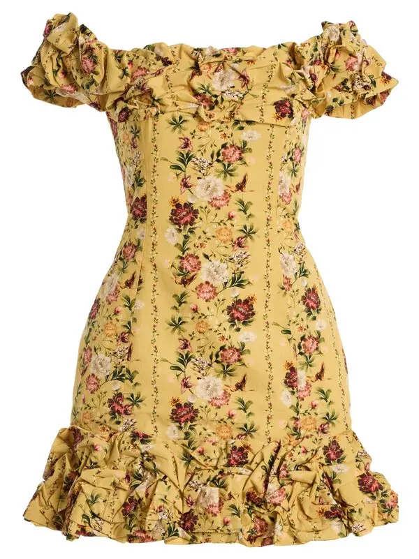 Agua Bendita Jardin Ots Cotton Poplin Mini Dress - Yellow