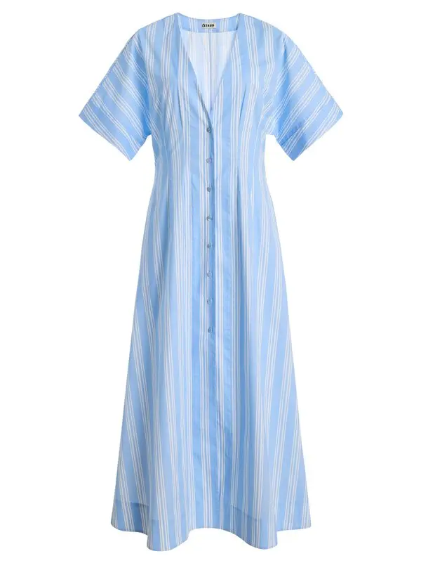 Staud Elle Stretch-cotton Midi Dress - Stripe