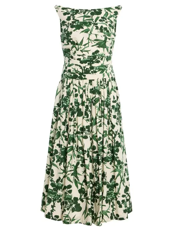 Cara Cara Zora Toile Cotton Midi Dress - Green