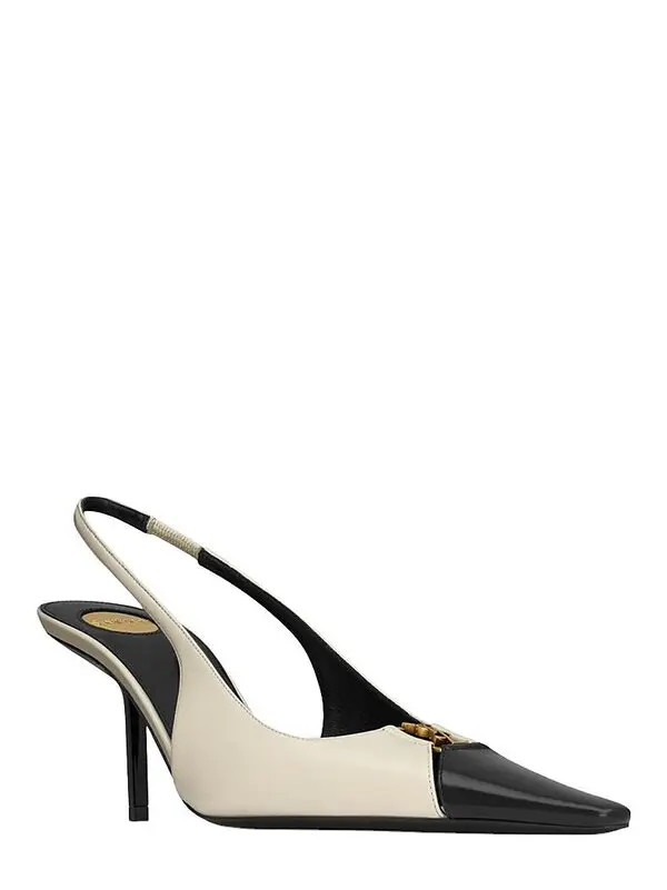 Saint Laurent Babylone Breteuil Slingback Pumps - Black White