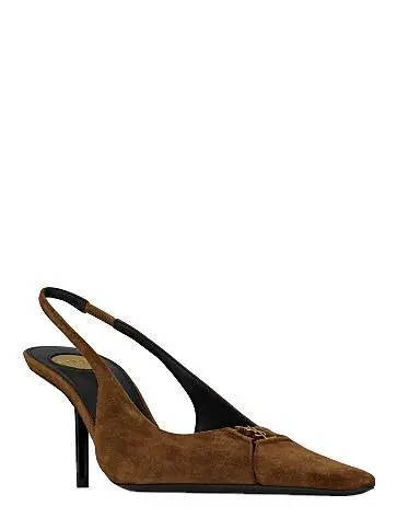 Saint Laurent Babylone Breteuil Slingback Pumps - Dark Havana