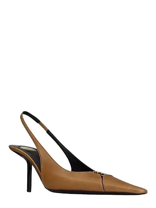 Saint Laurent Babylone Breteuil Slingback Pumps - Macadamia
