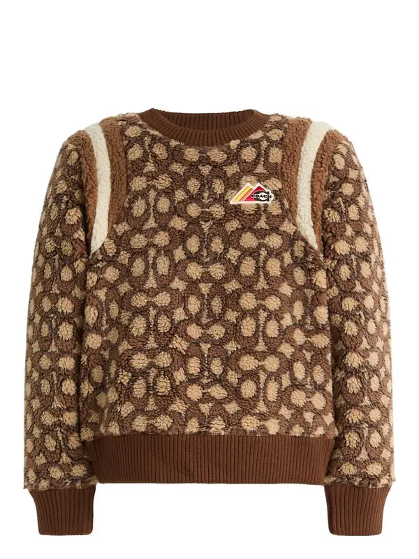 COACH Restored Signature Sherpa Crewneck - Dark Brown Peanut
