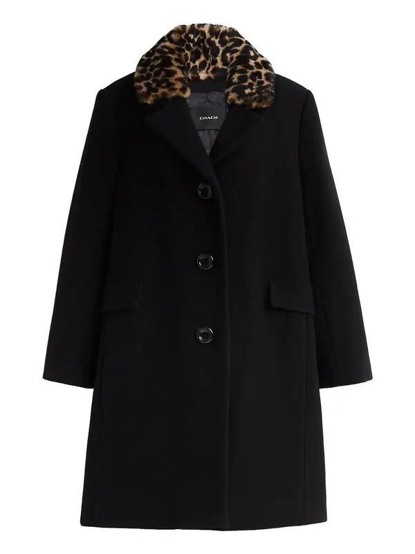 COACH Restored Wool Coat With Shearling Collar - Black