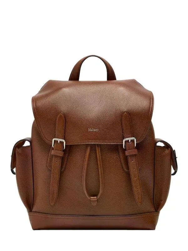 Mulberry Leather Backpack With Buckle Detail - Brown