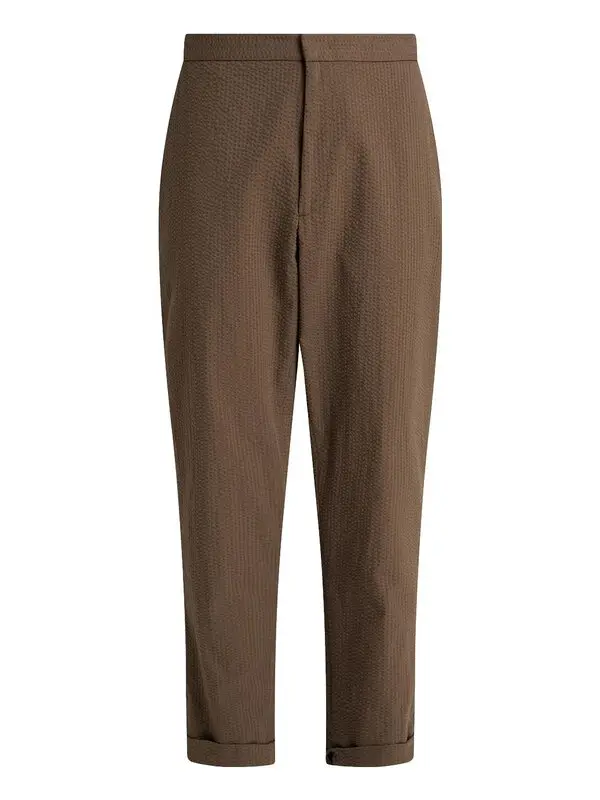 Officine Générale Joseph Tapered Cotton-blend Seersucker Drawstring Pants - Taupe