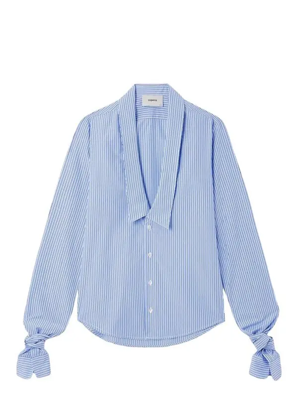 Coperni Striped Cotton-poplin Shirt - Light Blue
