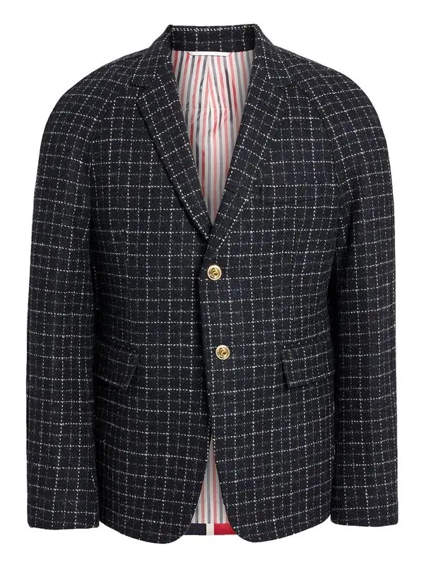 Thom Browne Checked Wool Blazer - Navy