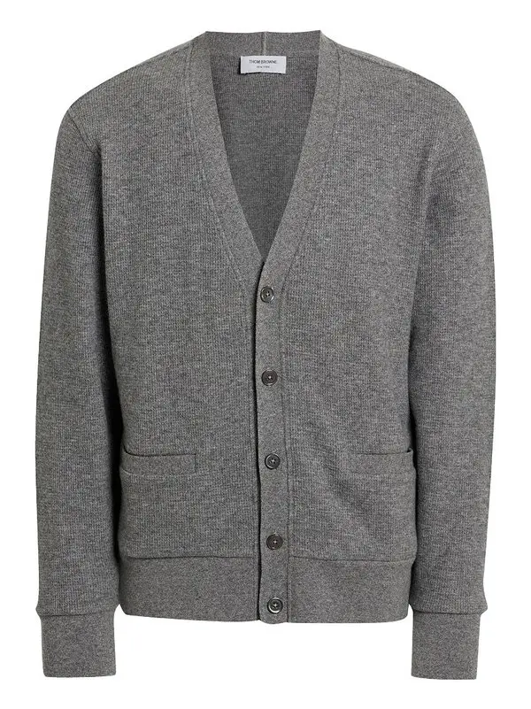 Thom Browne Waffle-knit Cashmere Cardigan - Gray