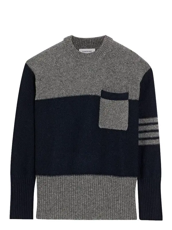 Thom Browne Two-tone Wool And Mohair-blend Sweater - Dark Gray