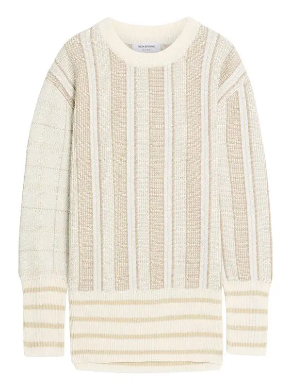 Thom Browne Jacquard-knit Linen Sweater - Beige
