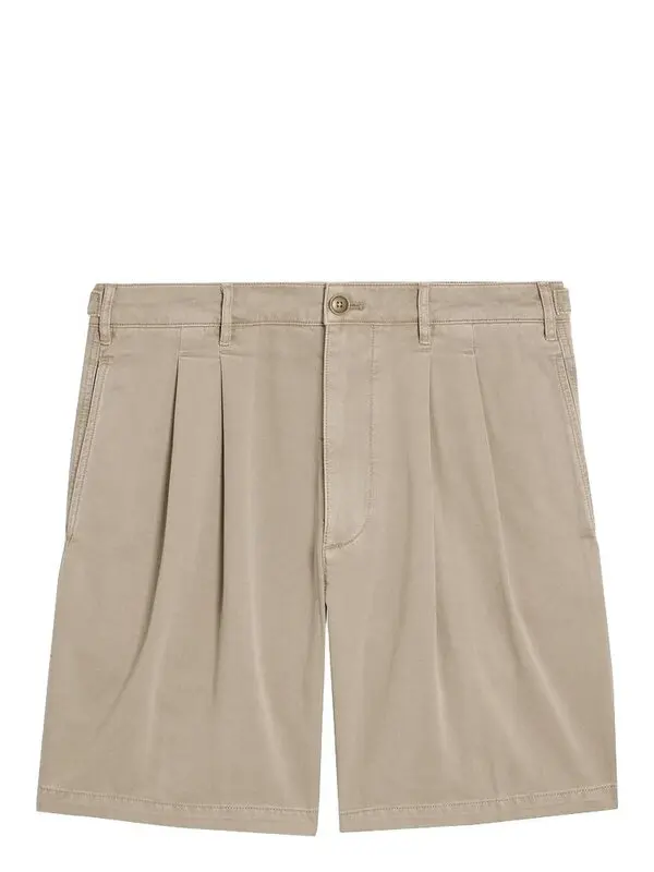 ALEX MILL Pleated Cotton-twill Shorts - Mushroom