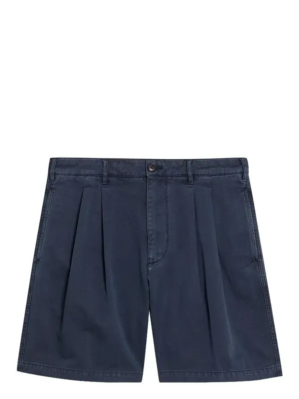 ALEX MILL Pleated Cotton-twill Shorts - Navy