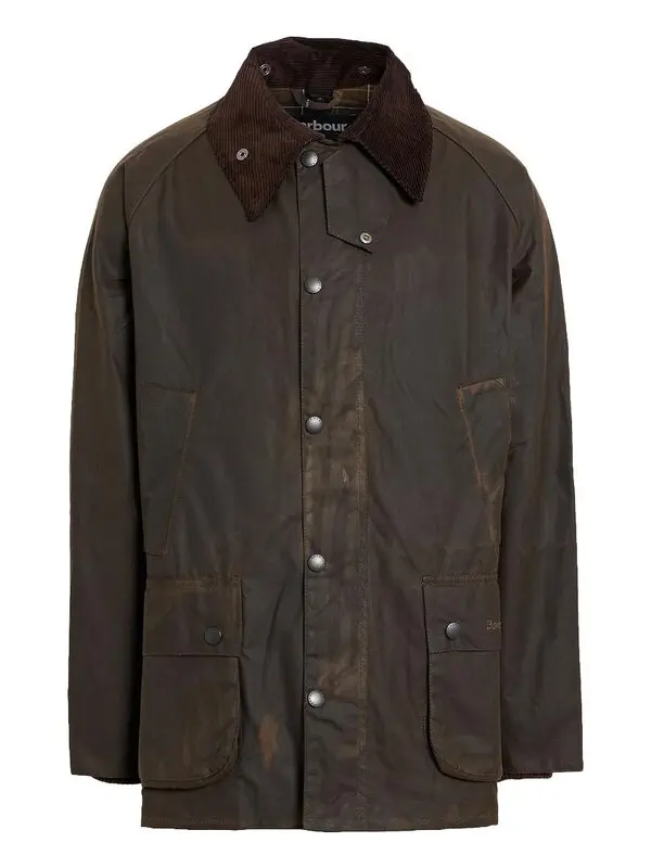 Barbour Bedale Corduroy-trimmed Waxed Cotton Jacket - Dark Brown