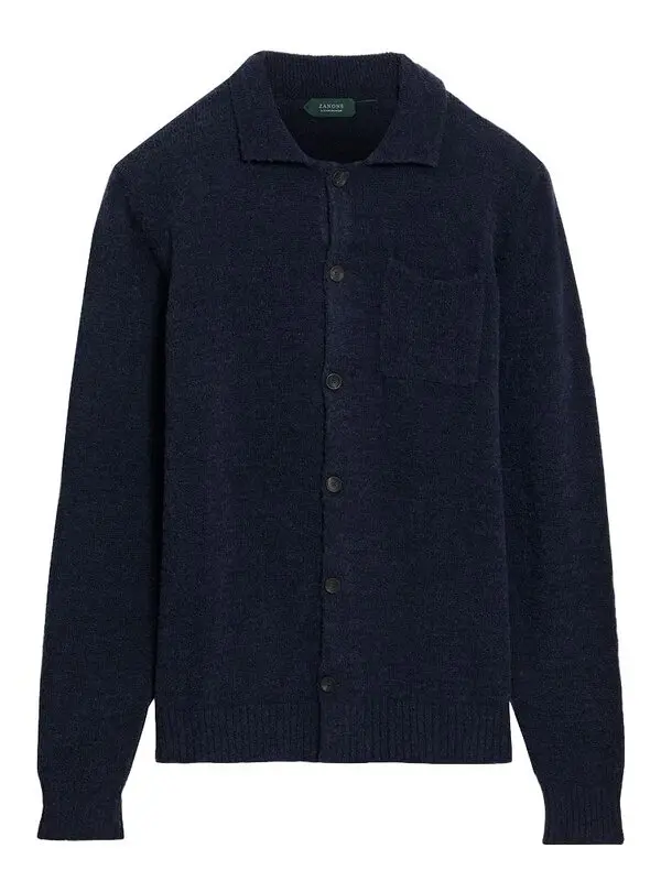 SLOWEAR Zanone Bouclé Knit Wool-blend Cardigan - Navy