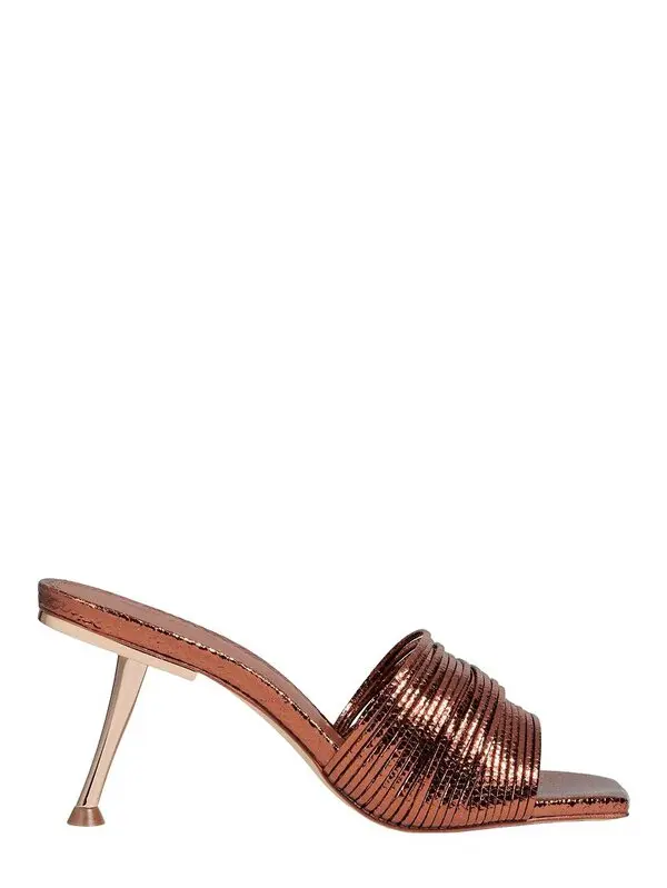 Cult Gaia Giana Metallic Lizard-effect Leather Mules - Copper