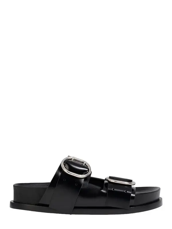 JIL SANDER Buckled Leather Sandals - Black