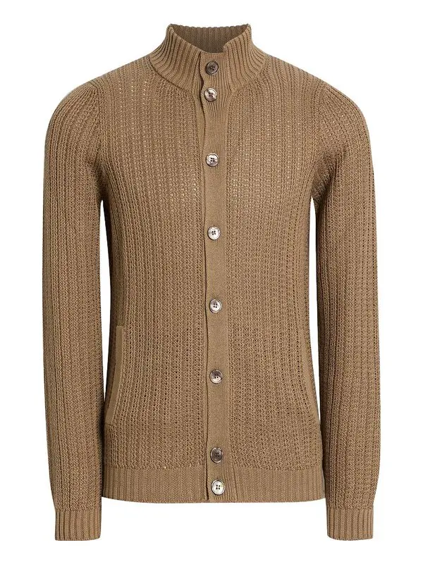 SLOWEAR Zanone Ribbed Linen And Cotton-blend Cardigan - Sand