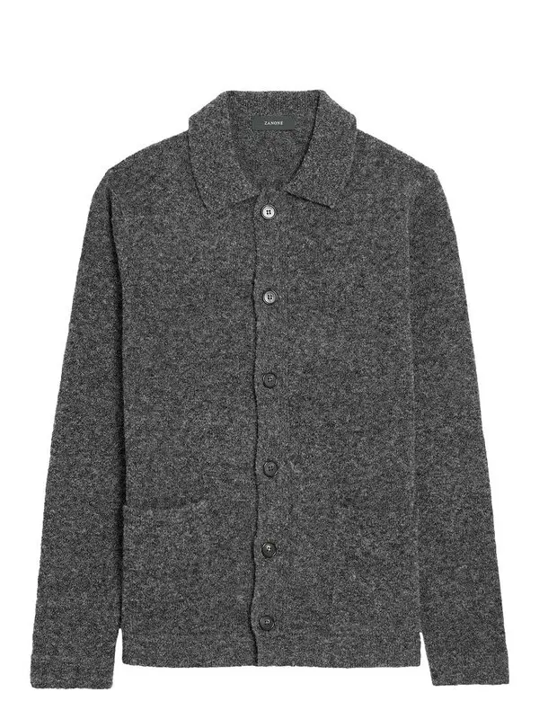 SLOWEAR Zanone Bouclé-knit Wool-blend Cardigan - Dark Gray