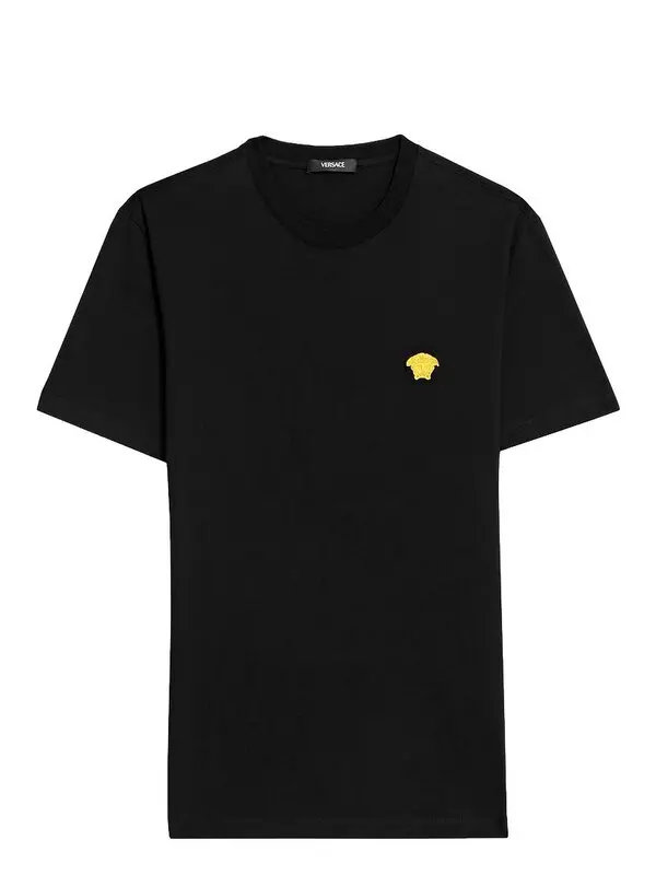 Versace Embroidered Cottonjersey Tshirt - Black