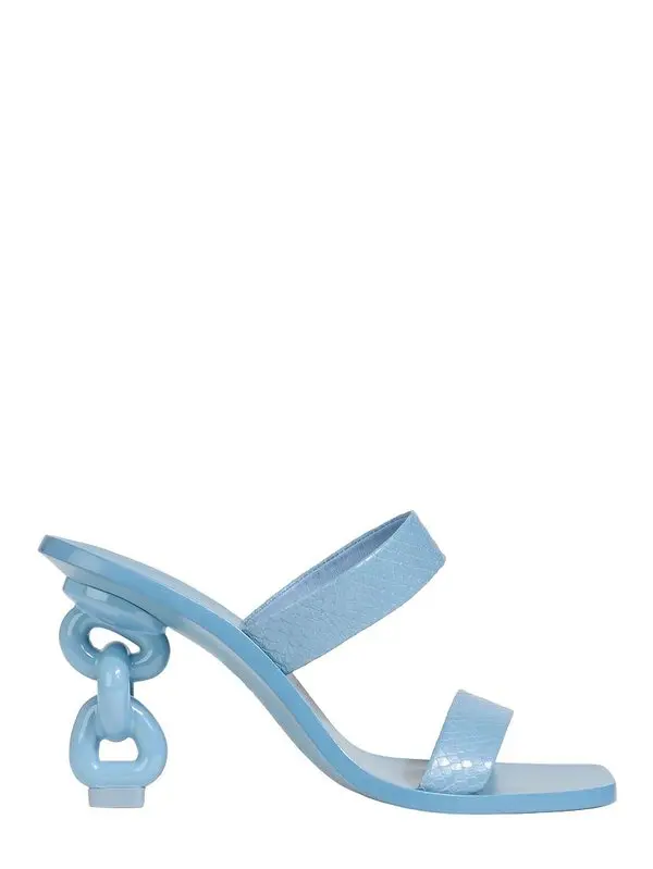 Cult Gaia Vivianne Lizard-effect Leather Sandals - Light Blue