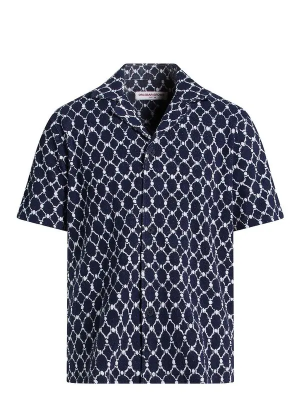 Orlebar Brown Howell Cottonblend Terryjacquard Shirt - Navy