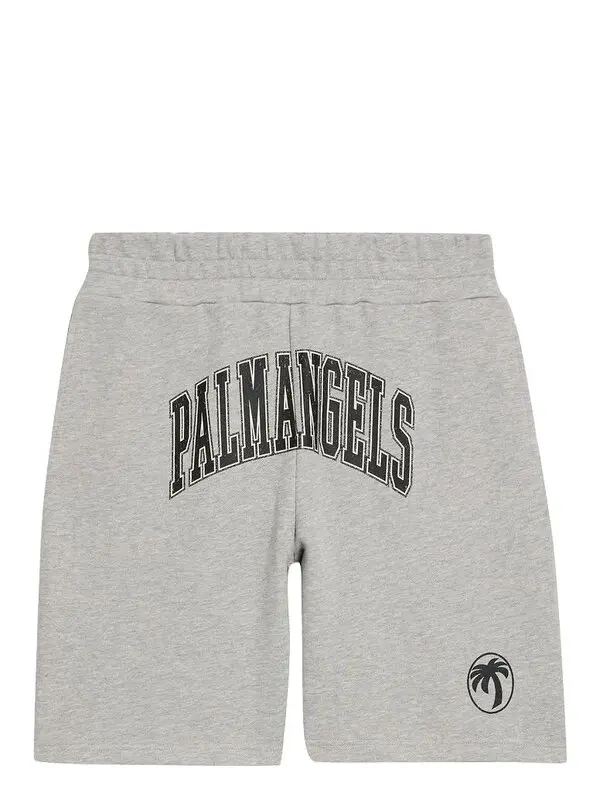 Palm Angels Logo-print Cotton-terry Shorts - Light Gray