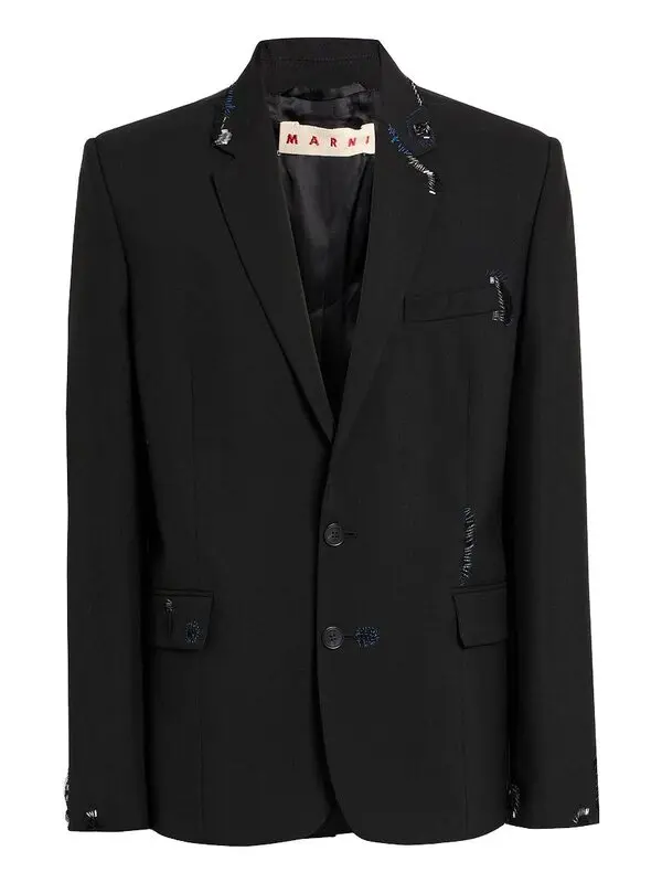Marni Embellished Wool Blazer - Black