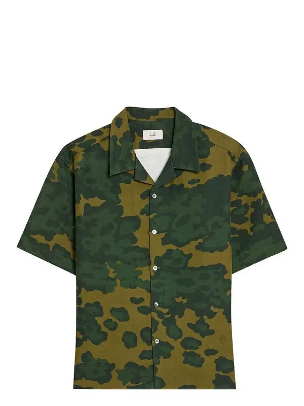 Dunhill Camouflage Cotton And Linenblend Twill Shirt - Army Green