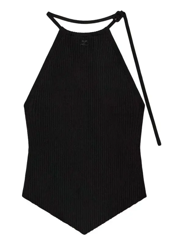 COURREGES Ribbed Knit Top - Black
