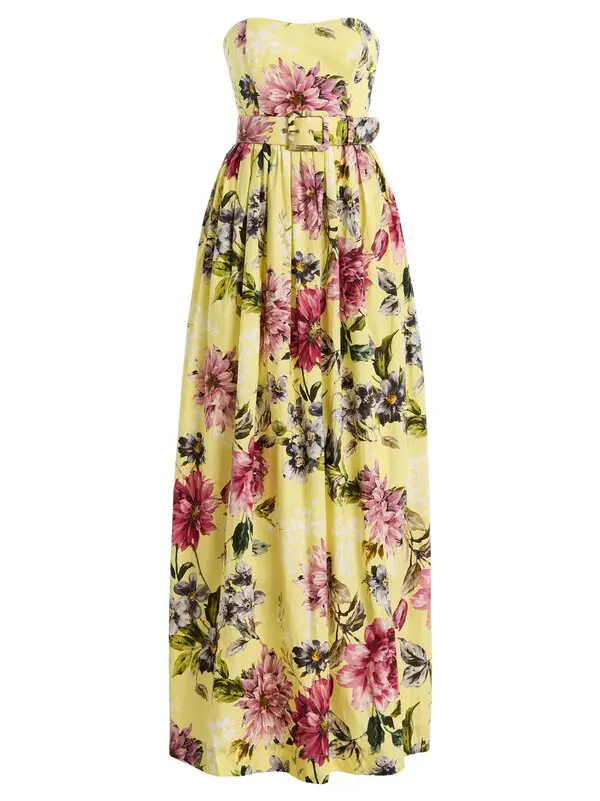 Cara Cara Greenfield Belted Strapless Maxi Dress - Yellow