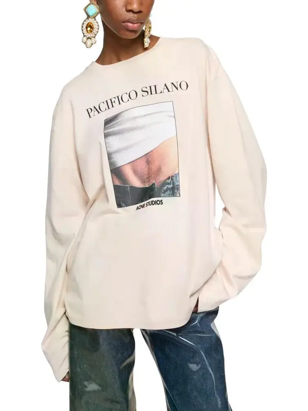 Acne Studios Logo-print Long-sleeve T-shirt - Neutrals