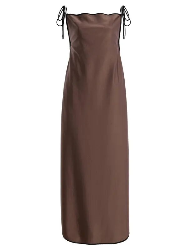 TEMILY Satin Maxi Dress - Brown