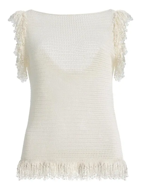 Paris Georgia Fringe' Cotton Top - White