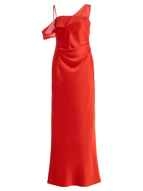Significant Other Devlyn Asymmetric Satin Maxi Dress - Orange