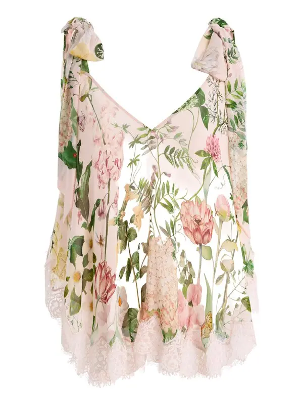 Cara Cara Mari Lace-trimmed Floral Top - Pink