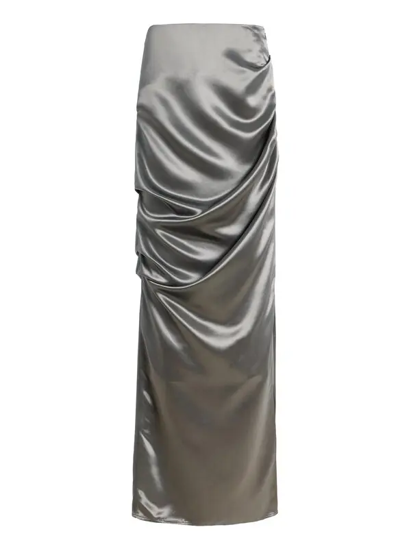 Paris Georgia Remmy Satin Maxi Skirt - Silver