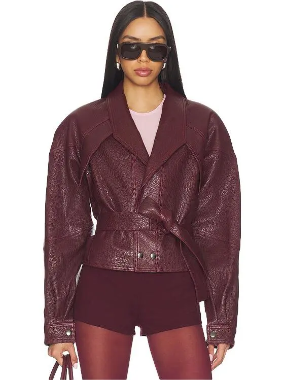 MANOKHI Karo Leather Jacket - Burgundy