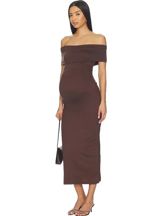 BUMPSUIT The Bianca Off-the-shoulder Dress - Chocolate