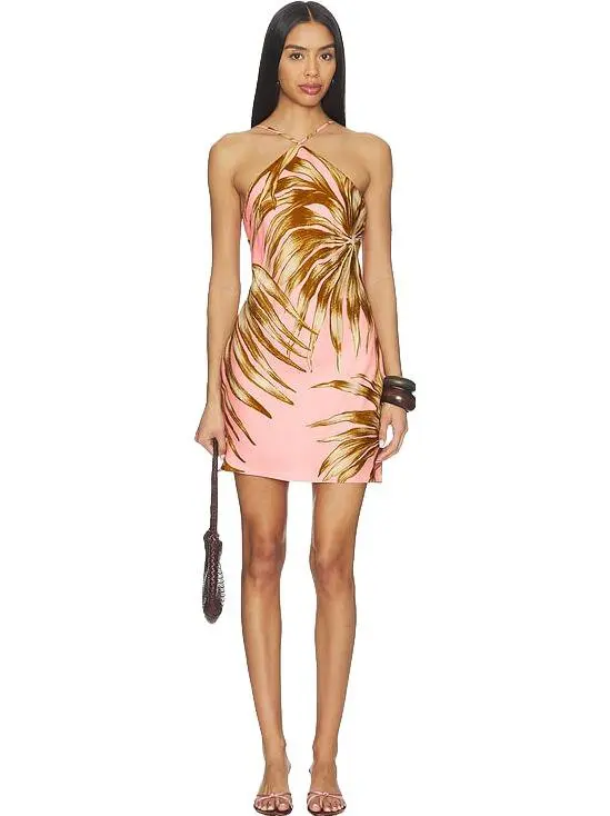 Rococo Sand Bias Halter Mini Dress - Pink