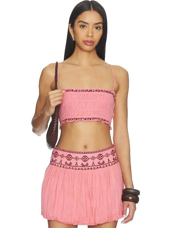 Rococo Sand Smocking Bandeau Top - Pink